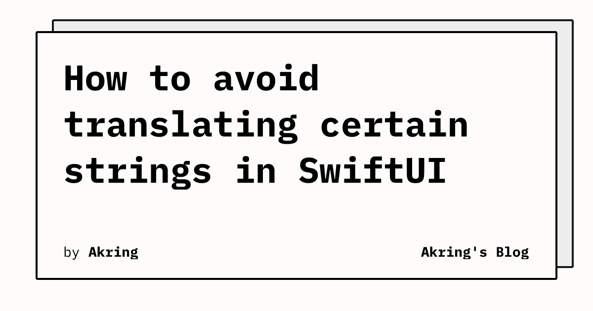 How to avoid translating certain strings in SwiftUI